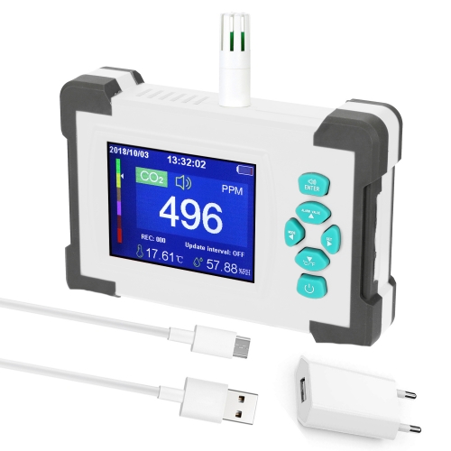 EM002 CO2 Detector Monitor Portable Carbon Dioxide Meter with Storage ...