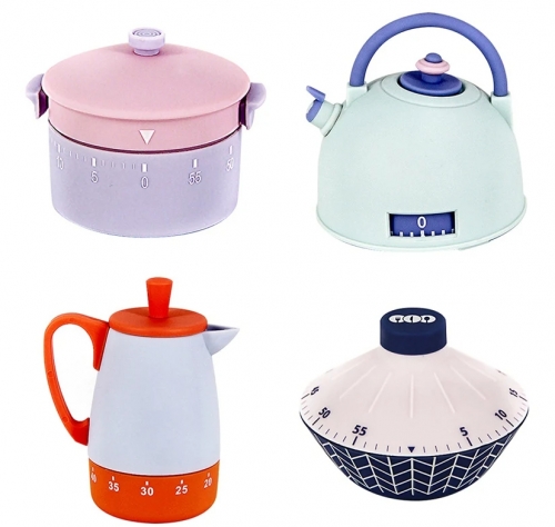 TM-158 60 Minute Kitchen Timer Cute Cartoon Kettle Pot Shape Mechanical ...