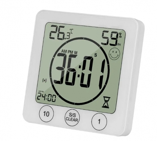 TM-142 LCD Bathroom Wall Clock Temperature Humidity Countdown ...