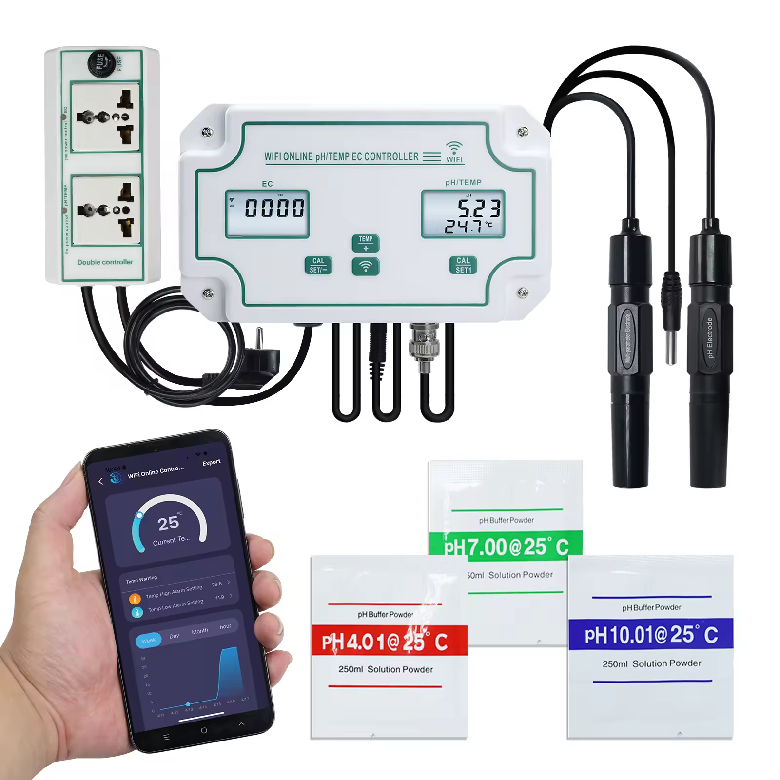 PHC-493 Digital PH EC Temperature Meter with Online Monitor Tuya App ...