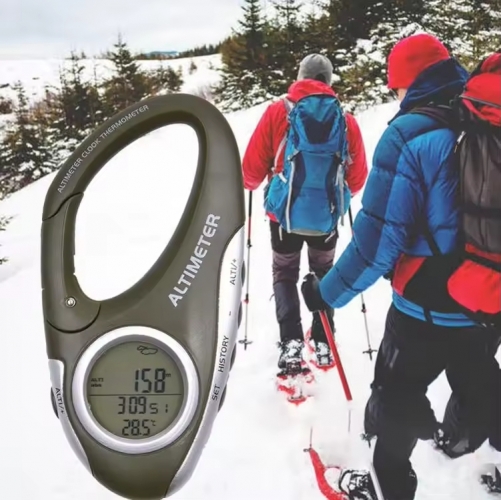 DS101 Barometer Altimeter Carabiner Shaped Thermometer Climbing Camping ...