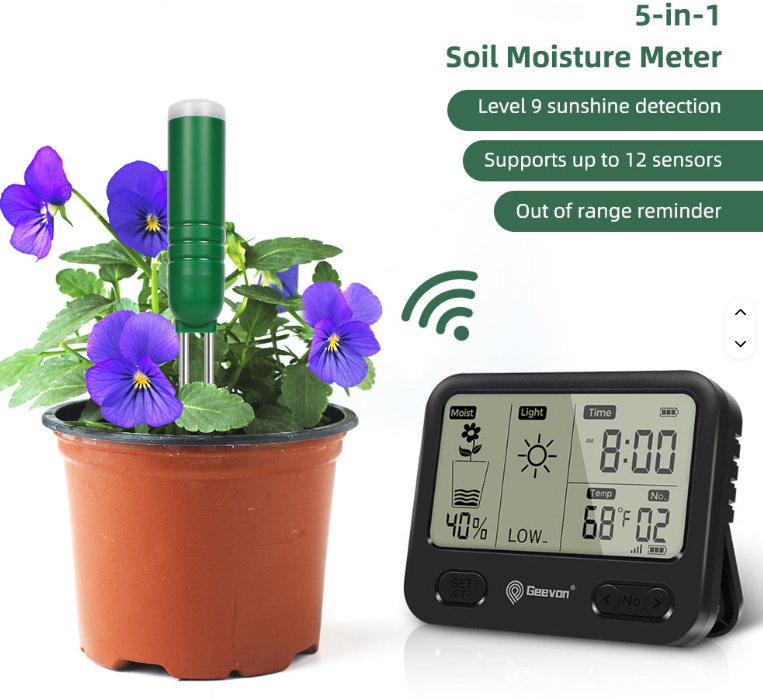 5 in 1 Wifi Multifunction IPX5 Waterproof Time Display Soil Moisture ...