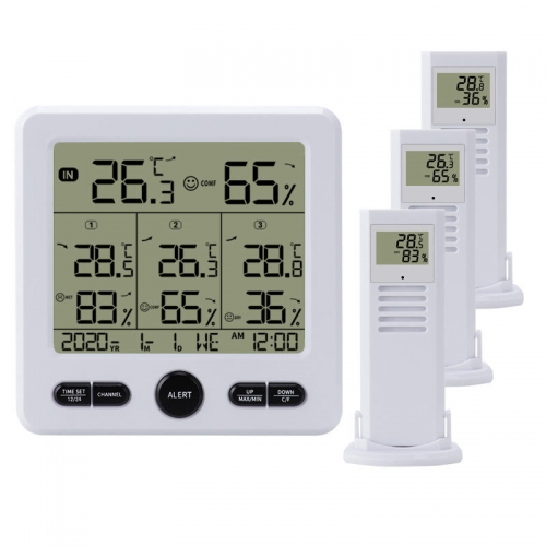 TS-6210 3 in 1 Wireless Indoor Outdoor Thermometer Digital Screen ...