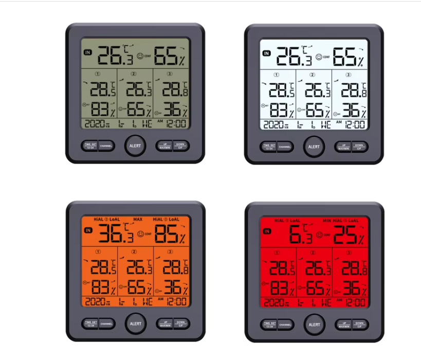 TS-6210 3 in 1 Wireless Indoor Outdoor Thermometer Digital Screen ...